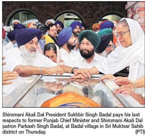 Badal cremated atancestral village withfull State honours - The Hitavada