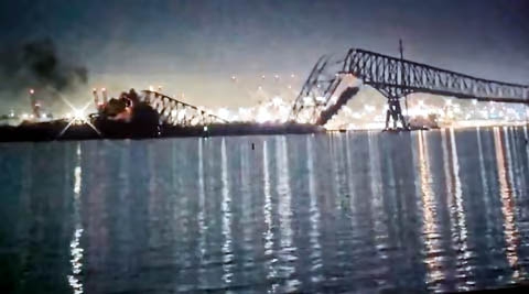 Francis Scott Key Bridge in Baltimore collapses after ship struck it ...